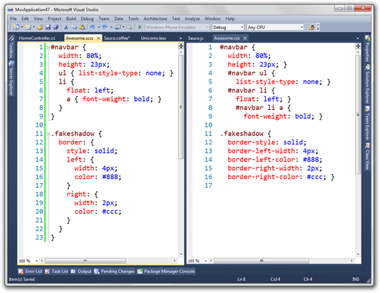 CoffeeScript, Sass and Less (support for Visual Studio)